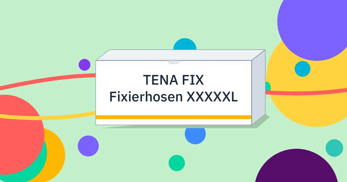 Symbolbild: Packung mit der Aufschrift TENA FIX Fixierhosen XXXXXL (PZN 13589833) – Verfügbarkeit und Bezug in Apotheken in Frankfurt am Main