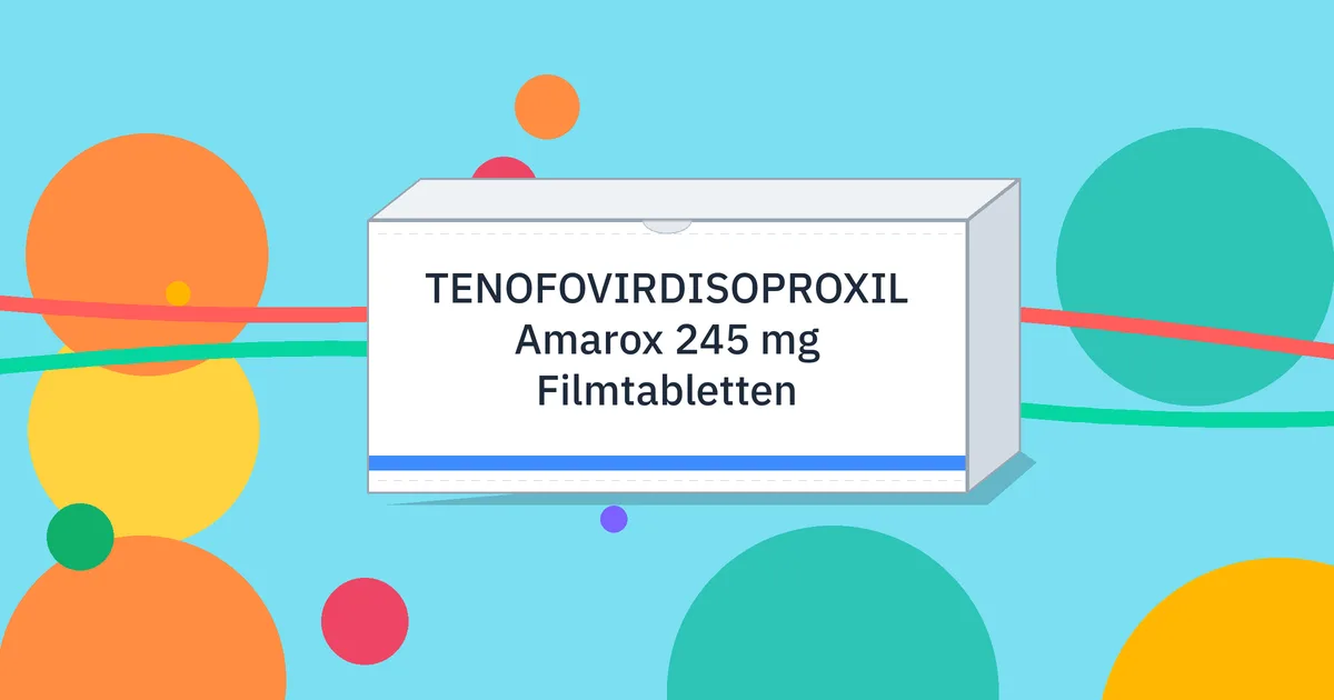Symbolbild: Packung mit der Aufschrift TENOFOVIRDISOPROXIL Amarox 245 mg Filmtabletten (PZN 17964529) – Verfügbarkeit und Bezug in Apotheken in Frankfurt am Main