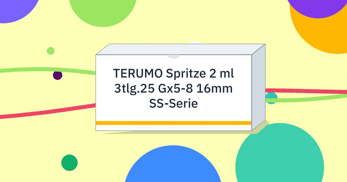 Symbolbild: Packung mit der Aufschrift TERUMO Spritze 2 ml 3tlg.25 Gx5-8 16mm SS-Serie (PZN 18060729) – Verfügbarkeit und Bezug in Apotheken in Frankfurt am Main