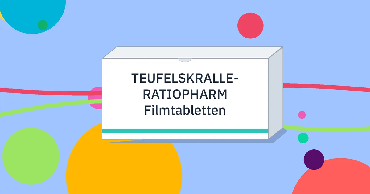Symbolbild: Packung mit der Aufschrift TEUFELSKRALLE-RATIOPHARM Filmtabletten (PZN 02940747) – Verfügbarkeit und Bezug in Apotheken in Frankfurt am Main