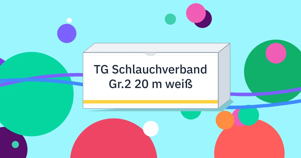 Symbolbild: Packung mit der Aufschrift TG Schlauchverband Gr.2 20 m weiß (PZN 01020217) – Verfügbarkeit und Bezug in Apotheken in Frankfurt am Main