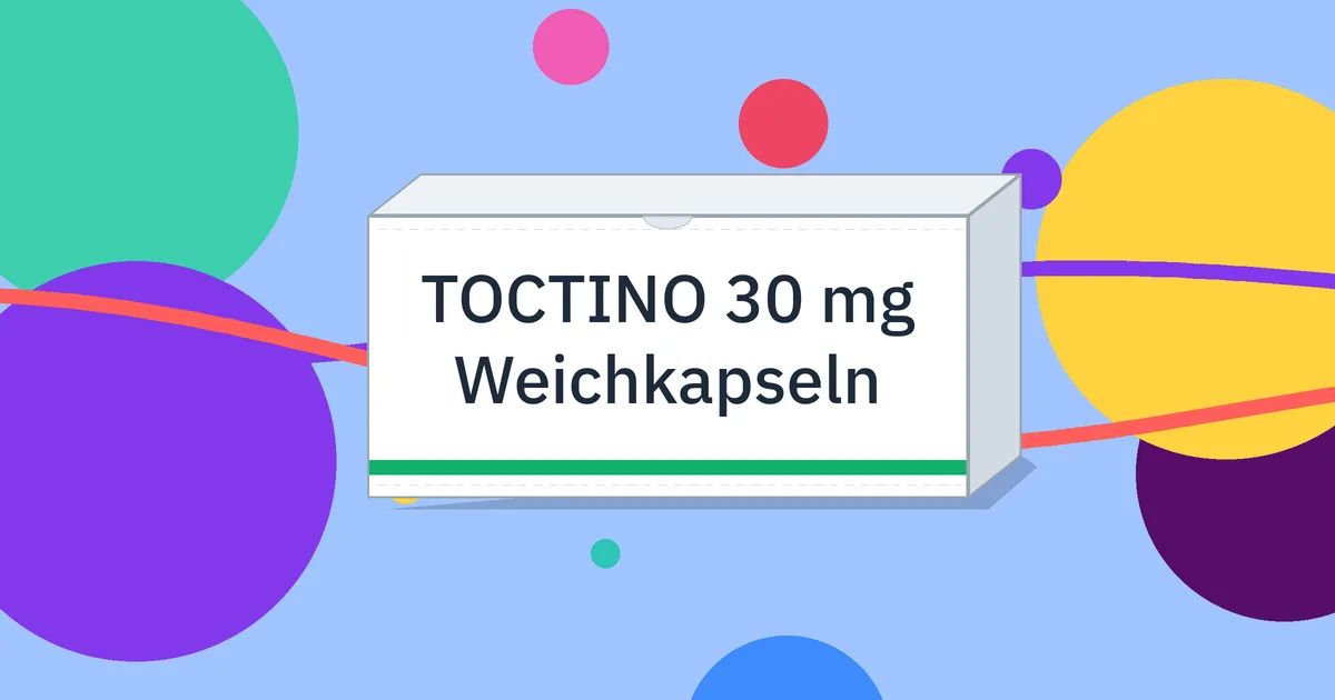 Symbolbild: Packung mit der Aufschrift TOCTINO 30 mg Weichkapseln (PZN 11727159) – Verfügbarkeit und Bezug in Apotheken in Frankfurt am Main