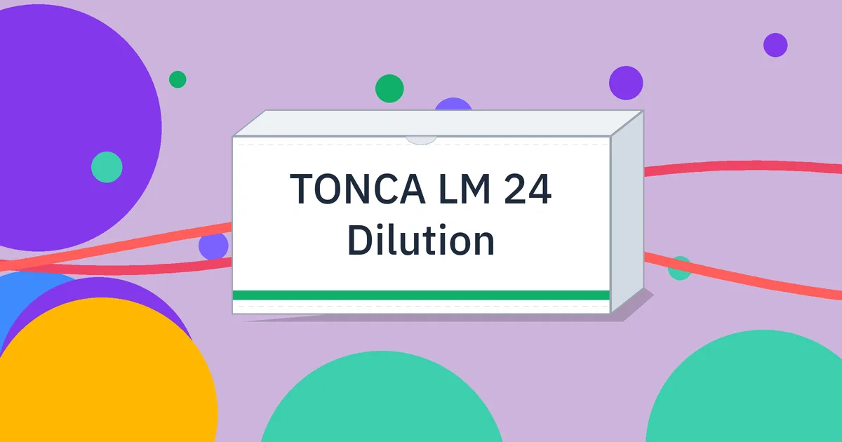 Symbolbild: Packung mit der Aufschrift TONCA LM 24 Dilution (PZN 13225410) – Verfügbarkeit und Bezug in Apotheken in Frankfurt am Main