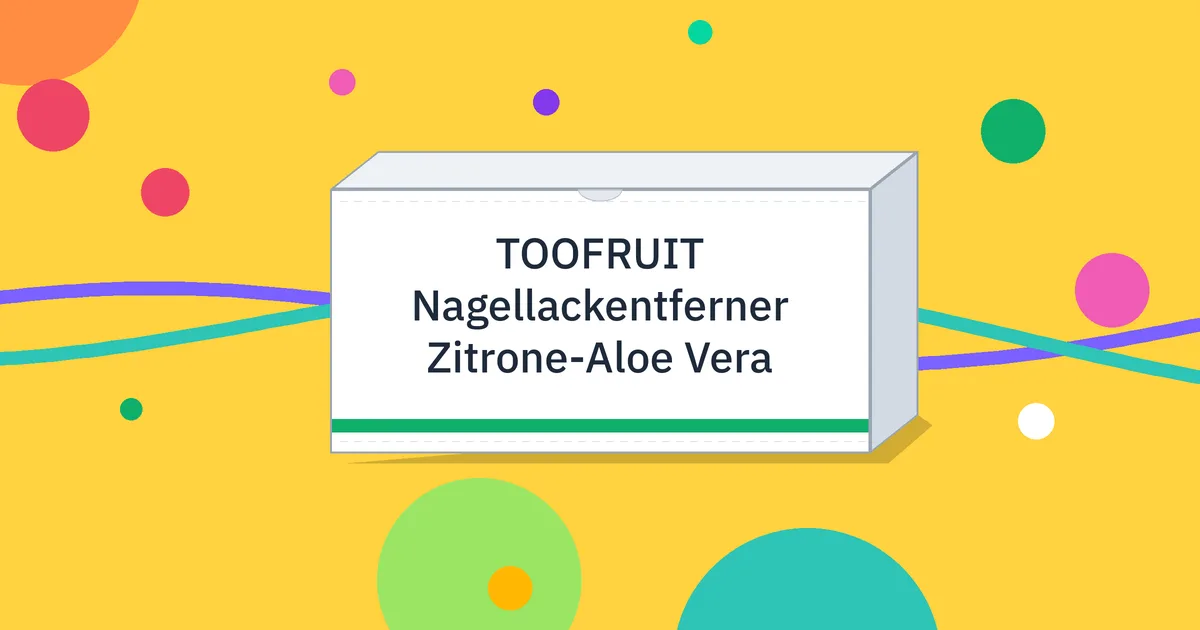 Symbolbild: Packung mit der Aufschrift TOOFRUIT Nagellackentferner Zitrone-Aloe Vera (PZN 19387674) – Verfügbarkeit und Bezug in Apotheken in Frankfurt am Main