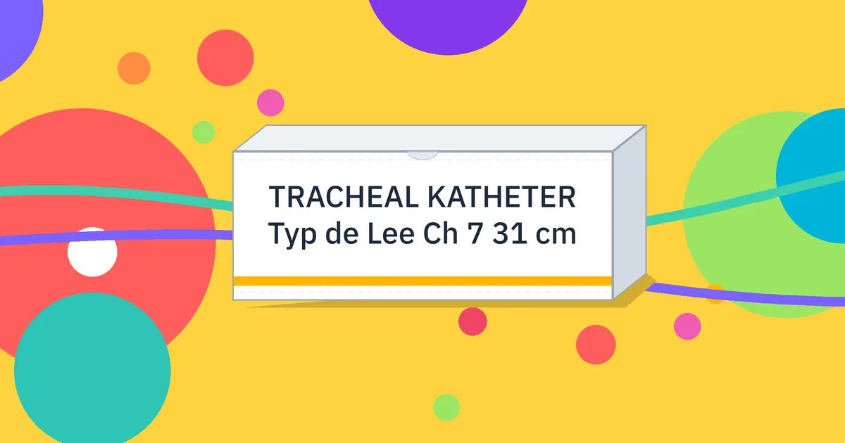 Symbolbild: Packung mit der Aufschrift TRACHEAL KATHETER Typ de Lee Ch 7 31 cm (PZN 06198894) – Verfügbarkeit und Bezug in Apotheken in Frankfurt am Main