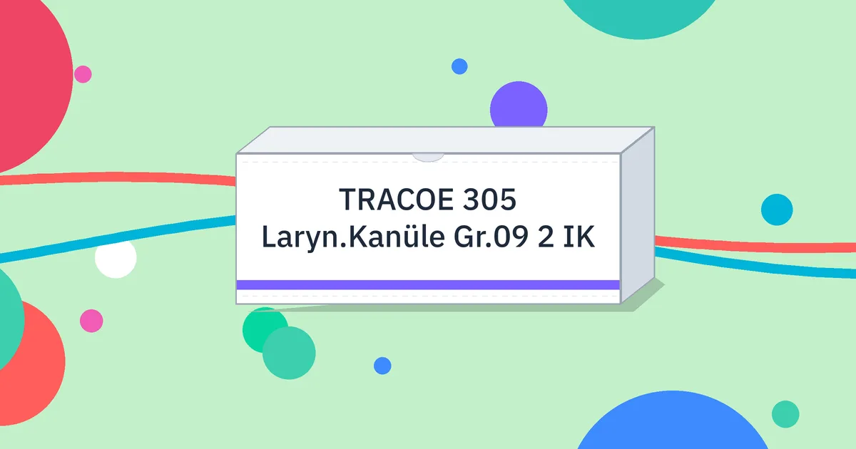 Symbolbild: Packung mit der Aufschrift TRACOE 305 Laryn.Kanüle Gr.09 2 IK (PZN 02716731) – Verfügbarkeit und Bezug in Apotheken in Frankfurt am Main