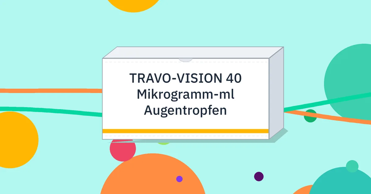 Symbolbild: Packung mit der Aufschrift TRAVO-VISION 40 Mikrogramm-ml Augentropfen (PZN 11863738) – Verfügbarkeit und Bezug in Apotheken in Frankfurt am Main
