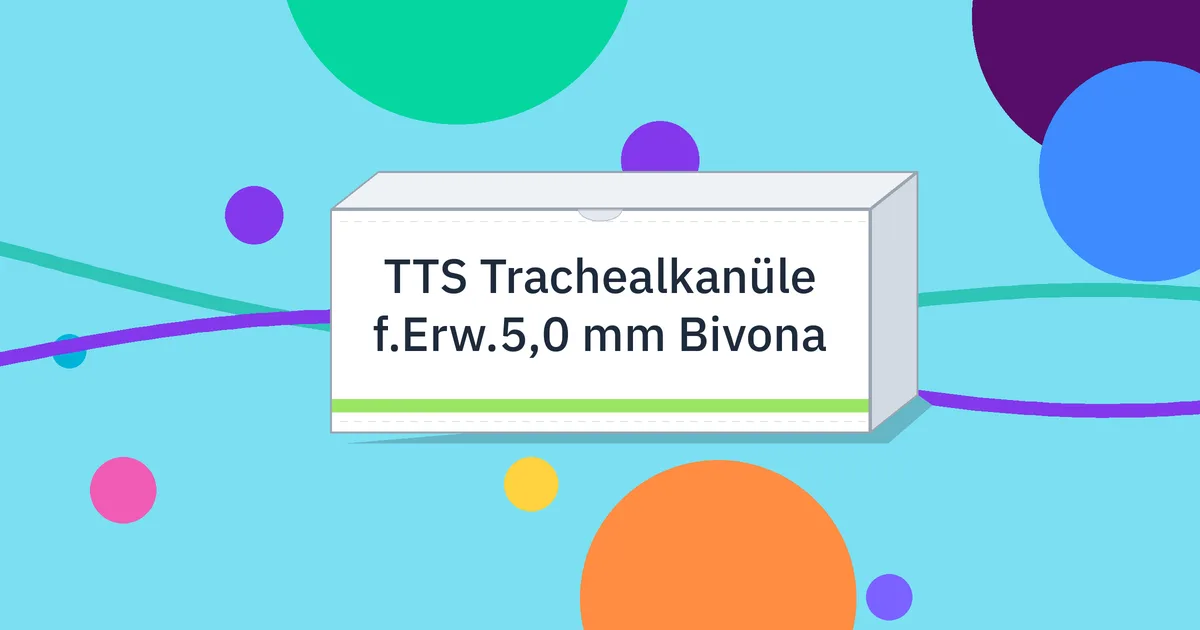Symbolbild: Packung mit der Aufschrift TTS Trachealkanüle f.Erw.5,0 mm Bivona (PZN 01551995) – Verfügbarkeit und Bezug in Apotheken in Frankfurt am Main
