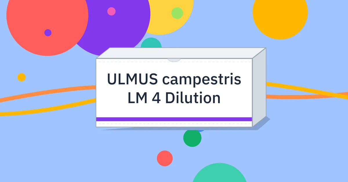 Symbolbild: Packung mit der Aufschrift ULMUS campestris LM 4 Dilution (PZN 13255196) – Verfügbarkeit und Bezug in Apotheken in Frankfurt am Main
