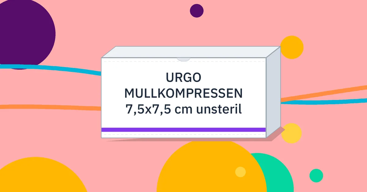 Symbolbild: Packung mit der Aufschrift URGO MULLKOMPRESSEN 7,5x7,5 cm unsteril (PZN 06187910) – Verfügbarkeit und Bezug in Apotheken in Frankfurt am Main