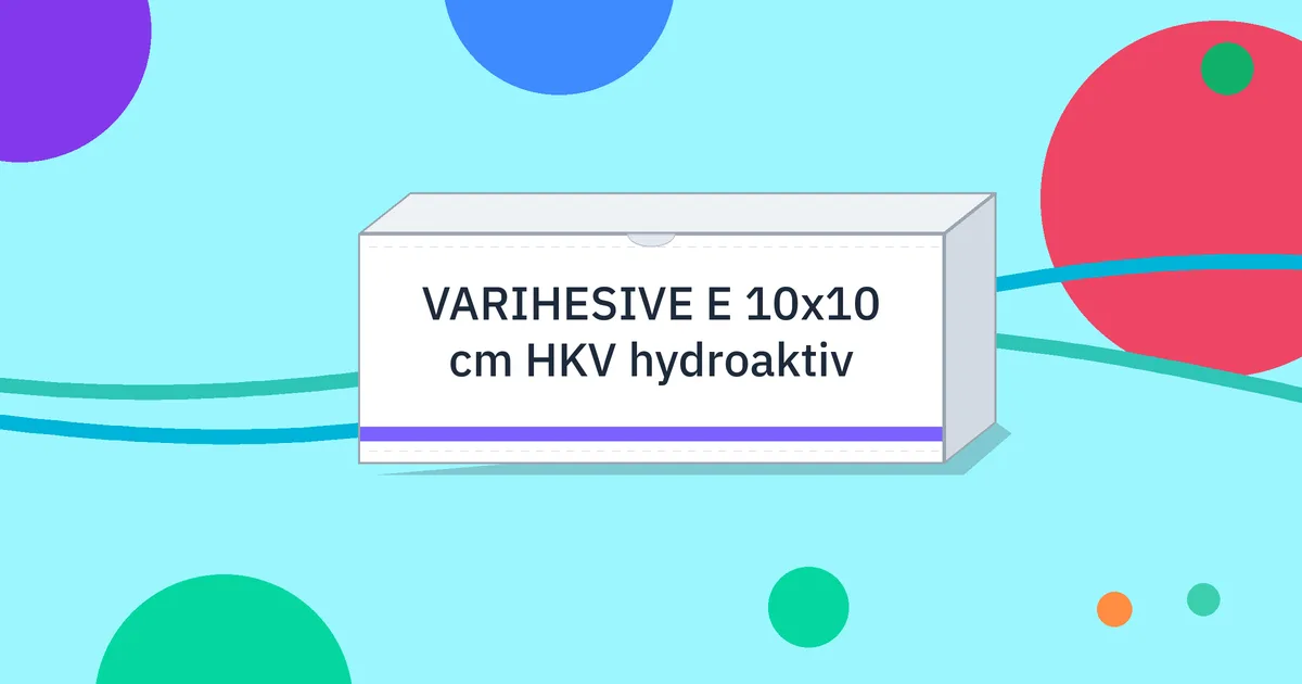 Symbolbild: Packung mit der Aufschrift VARIHESIVE E 10x10 cm HKV hydroaktiv (PZN 18123884) – Verfügbarkeit und Bezug in Apotheken in Frankfurt am Main
