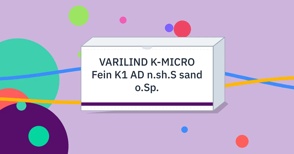 Symbolbild: Packung mit der Aufschrift VARILIND K-MICRO Fein K1 AD n.sh.S sand o.Sp. (PZN 20557147) – Verfügbarkeit und Bezug in Apotheken in Frankfurt am Main