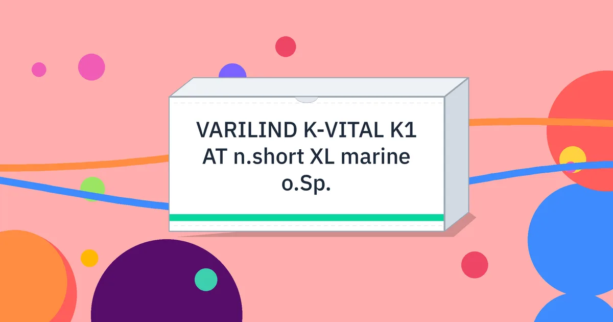 Symbolbild: Packung mit der Aufschrift VARILIND K-VITAL K1 AT n.short XL marine o.Sp. (PZN 20560161) – Verfügbarkeit und Bezug in Apotheken in Frankfurt am Main
