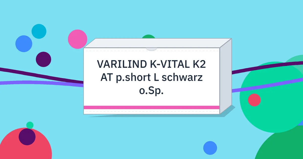 Symbolbild: Packung mit der Aufschrift VARILIND K-VITAL K2 AT p.short L schwarz o.Sp. (PZN 20562183) – Verfügbarkeit und Bezug in Apotheken in Frankfurt am Main