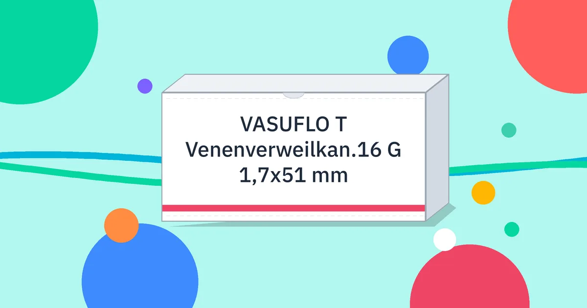 Symbolbild: Packung mit der Aufschrift VASUFLO T Venenverweilkan.16 G 1,7x51 mm (PZN 00270225) – Verfügbarkeit und Bezug in Apotheken in Frankfurt am Main