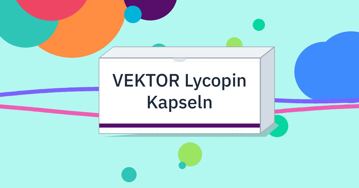 Symbolbild: Packung mit der Aufschrift VEKTOR Lycopin Kapseln (PZN 04776878) – Verfügbarkeit und Bezug in Apotheken in Frankfurt am Main
