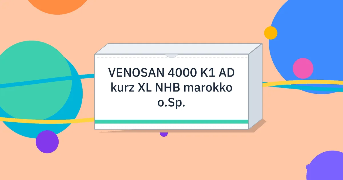 Symbolbild: Packung mit der Aufschrift VENOSAN 4000 K1 AD kurz XL NHB marokko o.Sp. (PZN 14425039) – Verfügbarkeit und Bezug in Apotheken in Frankfurt am Main