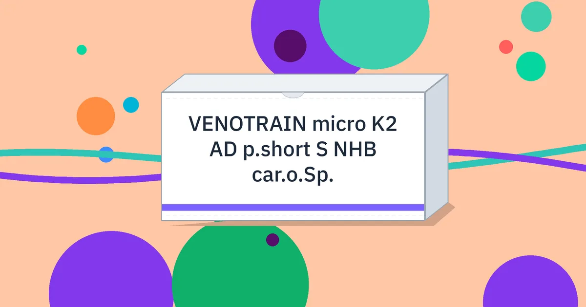 Symbolbild: Packung mit der Aufschrift VENOTRAIN micro K2 AD p.short S NHB car.o.Sp. (PZN 09387704) – Verfügbarkeit und Bezug in Apotheken in Frankfurt am Main