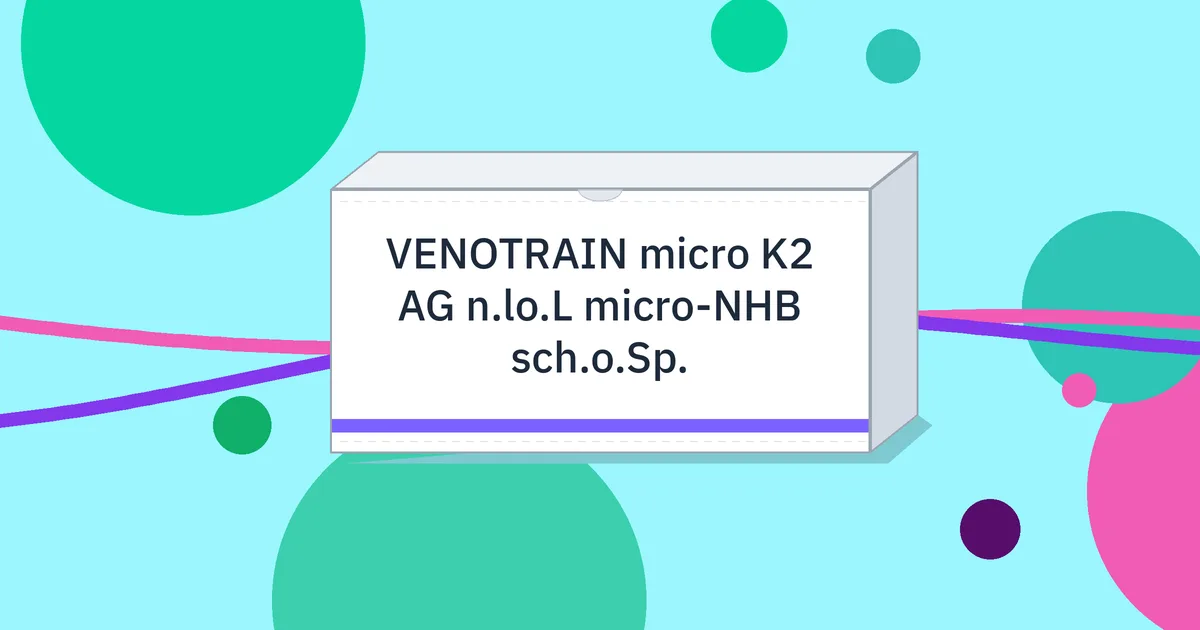 Symbolbild: Packung mit der Aufschrift VENOTRAIN micro K2 AG n.lo.L micro-NHB sch.o.Sp. (PZN 16066722) – Verfügbarkeit und Bezug in Apotheken in Frankfurt am Main