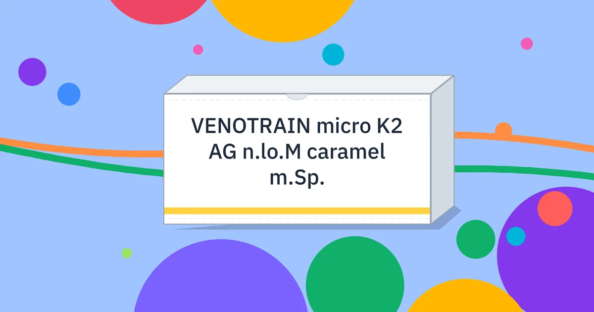 Symbolbild: Packung mit der Aufschrift VENOTRAIN micro K2 AG n.lo.M caramel m.Sp. (PZN 00810992) – Verfügbarkeit und Bezug in Apotheken in Frankfurt am Main