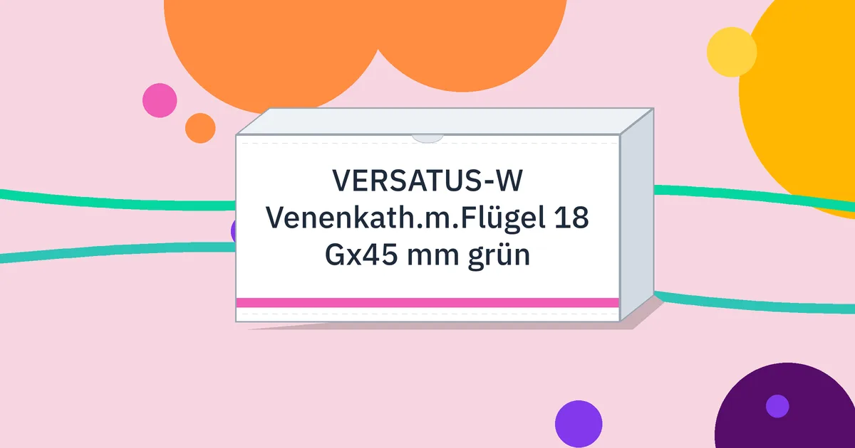 Symbolbild: Packung mit der Aufschrift VERSATUS-W Venenkath.m.Flügel 18 Gx45 mm grün (PZN 01173984) – Verfügbarkeit und Bezug in Apotheken in Frankfurt am Main