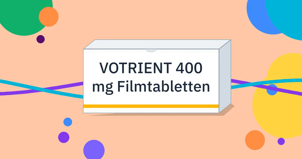 Symbolbild: Packung mit der Aufschrift VOTRIENT 400 mg Filmtabletten (PZN 18411927) – Verfügbarkeit und Bezug in Apotheken in Frankfurt am Main