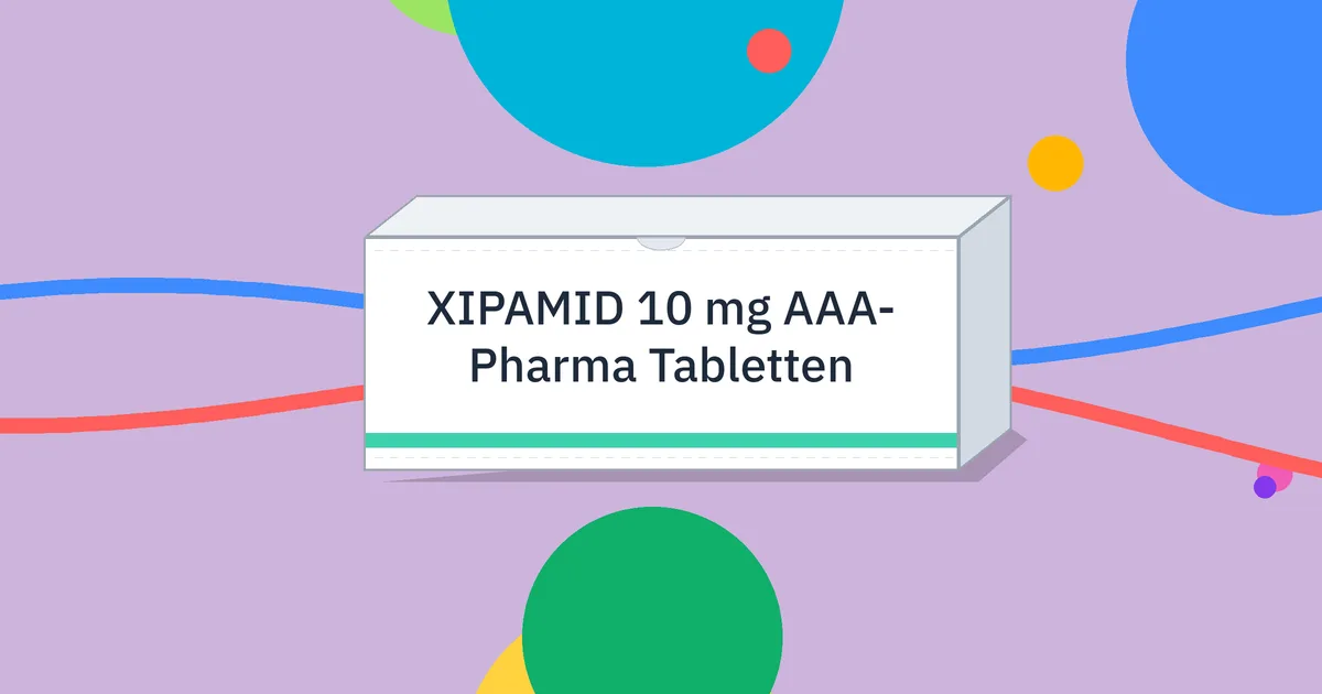 Symbolbild: Packung mit der Aufschrift XIPAMID 10 mg AAA-Pharma Tabletten (PZN 03709294) – Verfügbarkeit und Bezug in Apotheken in Frankfurt am Main