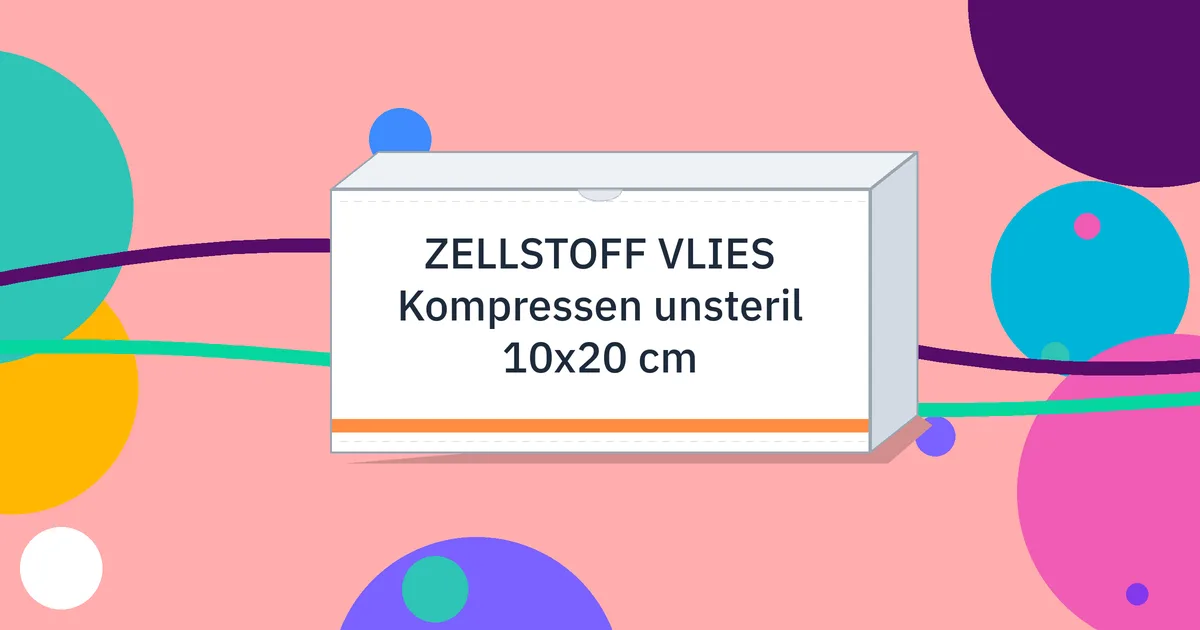 Symbolbild: Packung mit der Aufschrift ZELLSTOFF VLIES Kompressen unsteril 10x20 cm (PZN 06894501) – Verfügbarkeit und Bezug in Apotheken in Frankfurt am Main