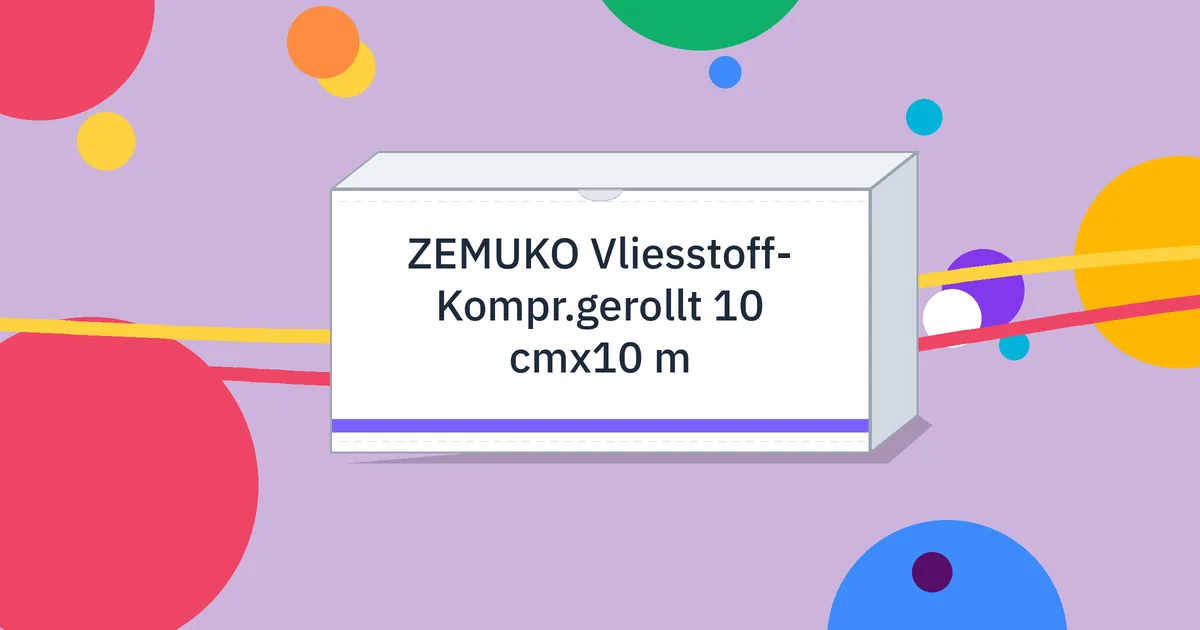 Symbolbild: Packung mit der Aufschrift ZEMUKO Vliesstoff-Kompr.gerollt 10 cmx10 m (PZN 17863455) – Verfügbarkeit und Bezug in Apotheken in Frankfurt am Main