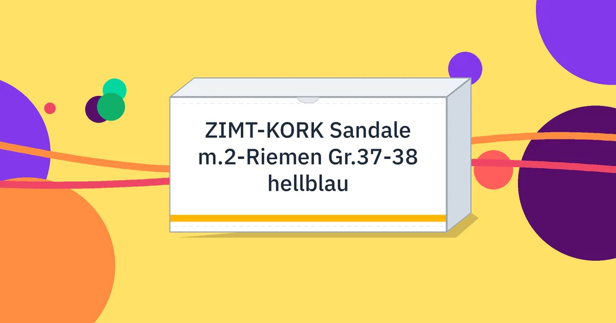 Symbolbild: Packung mit der Aufschrift ZIMT-KORK Sandale m.2-Riemen Gr.37-38 hellblau (PZN 19265563) – Verfügbarkeit und Bezug in Apotheken in Frankfurt am Main