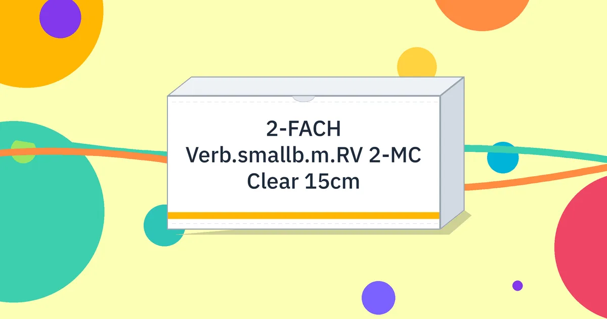 Symbolbild: Packung mit der Aufschrift 2-FACH Verb.smallb.m.RV 2-MC Clear 15cm (PZN 18499402) – Verfügbarkeit und Bezug in Apotheken in Frankfurt am Main