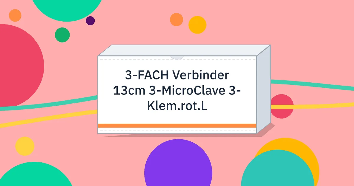 Symbolbild: Packung mit der Aufschrift 3-FACH Verbinder 13cm 3-MicroClave 3-Klem.rot.L (PZN 19515244) – Verfügbarkeit und Bezug in Apotheken in Frankfurt am Main