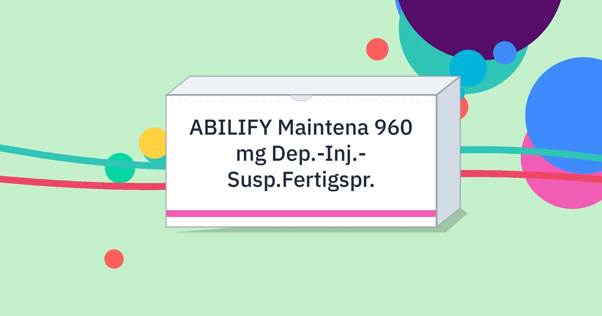 Symbolbild: Packung mit der Aufschrift ABILIFY Maintena 960 mg Dep.-Inj.-Susp.Fertigspr. (PZN 19557107) – Verfügbarkeit und Bezug in Apotheken in Frankfurt am Main