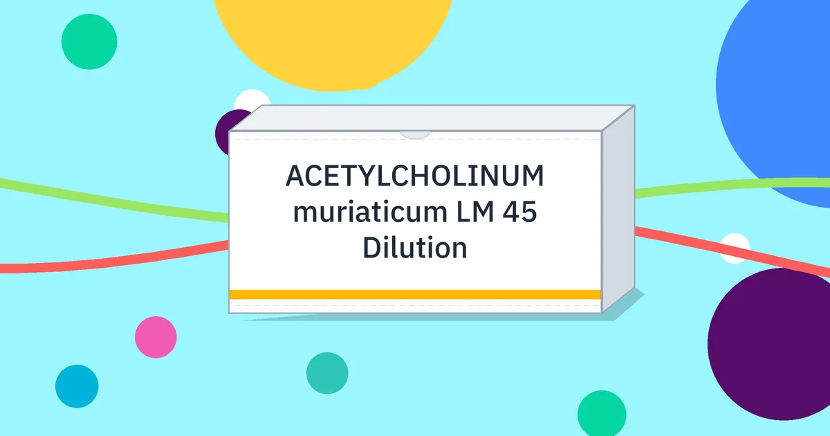 Symbolbild: Packung mit der Aufschrift ACETYLCHOLINUM muriaticum LM 45 Dilution (PZN 13266484) – Verfügbarkeit und Bezug in Apotheken in Frankfurt am Main