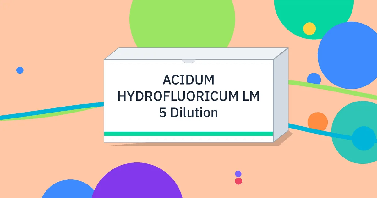 Symbolbild: Packung mit der Aufschrift ACIDUM HYDROFLUORICUM LM 5 Dilution (PZN 13500299) – Verfügbarkeit und Bezug in Apotheken in Frankfurt am Main