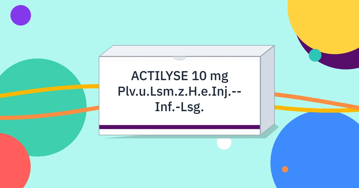 Symbolbild: Packung mit der Aufschrift ACTILYSE 10 mg Plv.u.Lsm.z.H.e.Inj.--Inf.-Lsg. (PZN 03974381) – Verfügbarkeit und Bezug in Apotheken in Frankfurt am Main