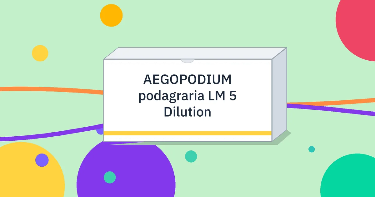 Symbolbild: Packung mit der Aufschrift AEGOPODIUM podagraria LM 5 Dilution (PZN 13298082) – Verfügbarkeit und Bezug in Apotheken in Frankfurt am Main