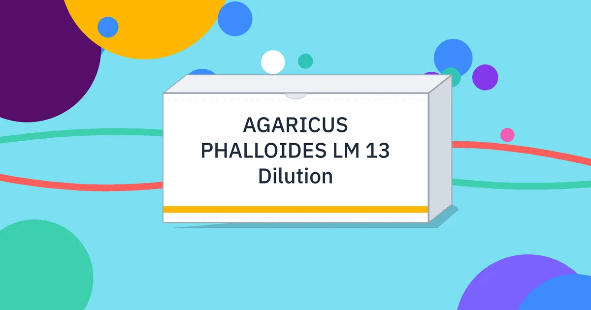 Symbolbild: Packung mit der Aufschrift AGARICUS PHALLOIDES LM 13 Dilution (PZN 13304500) – Verfügbarkeit und Bezug in Apotheken in Frankfurt am Main