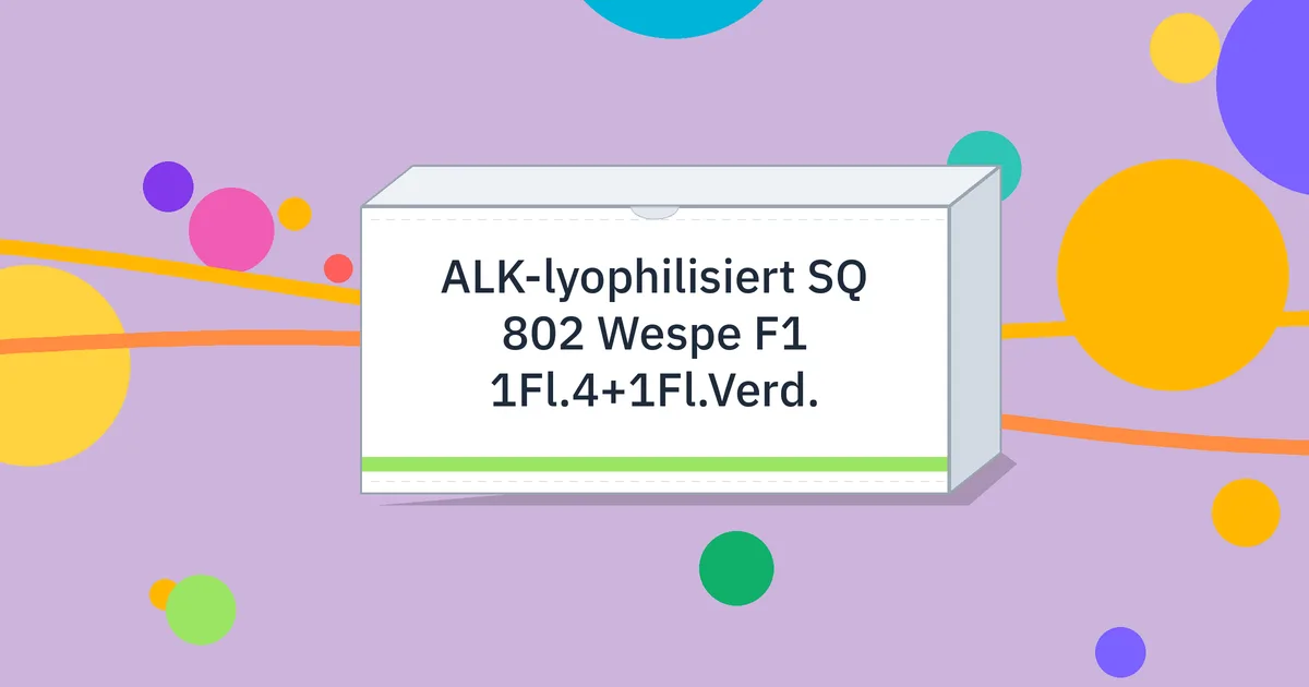 Symbolbild: Packung mit der Aufschrift ALK-lyophilisiert SQ 802 Wespe F1 1Fl.4+1Fl.Verd. (PZN 11335867) – Verfügbarkeit und Bezug in Apotheken in Frankfurt am Main