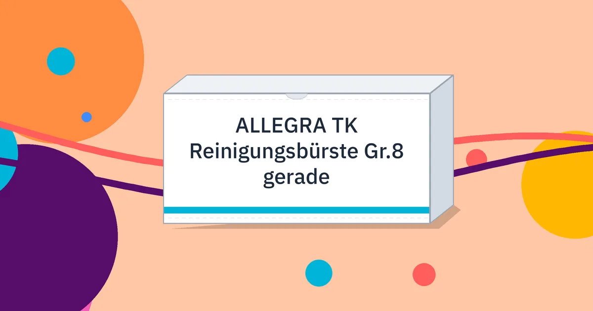 Symbolbild: Packung mit der Aufschrift ALLEGRA TK Reinigungsbürste Gr.8 gerade (PZN 18092729) – Verfügbarkeit und Bezug in Apotheken in Frankfurt am Main