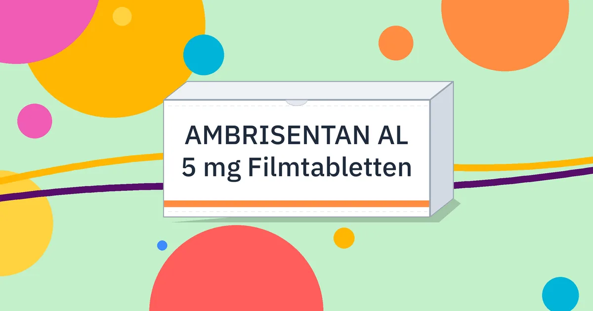 Symbolbild: Packung mit der Aufschrift AMBRISENTAN AL 5 mg Filmtabletten (PZN 16527554) – Verfügbarkeit und Bezug in Apotheken in Frankfurt am Main