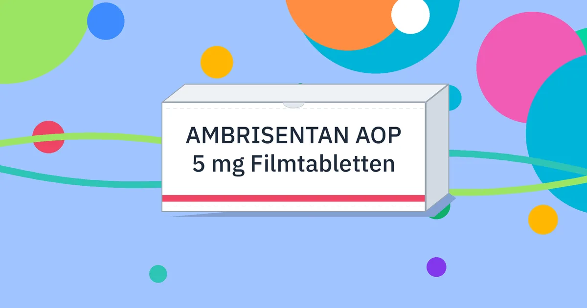 Symbolbild: Packung mit der Aufschrift AMBRISENTAN AOP 5 mg Filmtabletten (PZN 16903483) – Verfügbarkeit und Bezug in Apotheken in Frankfurt am Main
