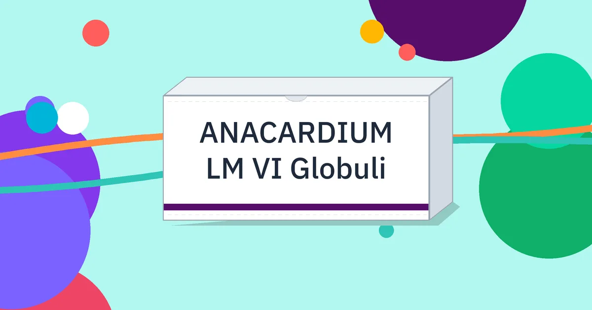 Symbolbild: Packung mit der Aufschrift ANACARDIUM LM VI Globuli (PZN 04501555) – Verfügbarkeit und Bezug in Apotheken in Frankfurt am Main