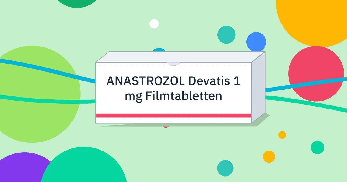 Symbolbild: Packung mit der Aufschrift ANASTROZOL Devatis 1 mg Filmtabletten (PZN 11483912) – Verfügbarkeit und Bezug in Apotheken in Frankfurt am Main