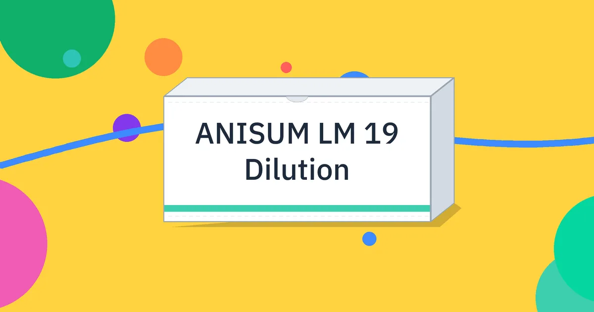 Symbolbild: Packung mit der Aufschrift ANISUM LM 19 Dilution (PZN 12762979) – Verfügbarkeit und Bezug in Apotheken in Frankfurt am Main