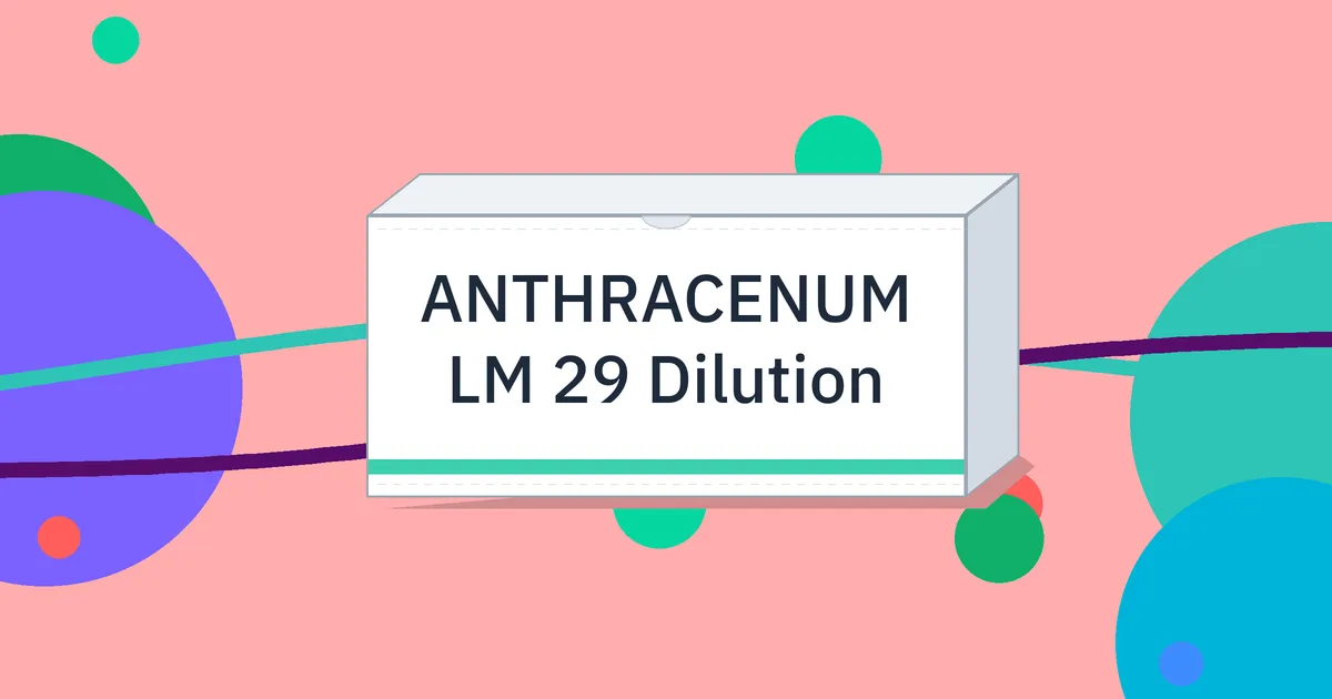 Symbolbild: Packung mit der Aufschrift ANTHRACENUM LM 29 Dilution (PZN 13370483) – Verfügbarkeit und Bezug in Apotheken in Frankfurt am Main