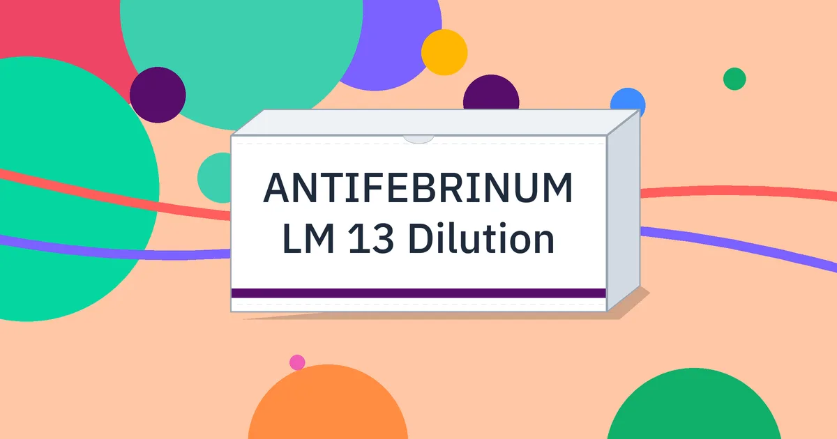 Symbolbild: Packung mit der Aufschrift ANTIFEBRINUM LM 13 Dilution (PZN 13371703) – Verfügbarkeit und Bezug in Apotheken in Frankfurt am Main