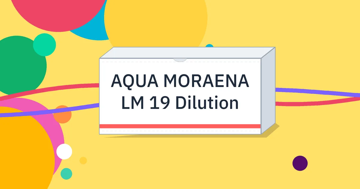 Symbolbild: Packung mit der Aufschrift AQUA MORAENA LM 19 Dilution (PZN 13755444) – Verfügbarkeit und Bezug in Apotheken in Frankfurt am Main
