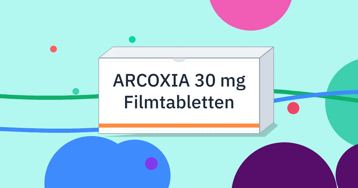 Symbolbild: Packung mit der Aufschrift ARCOXIA 30 mg Filmtabletten (PZN 11229467) – Verfügbarkeit und Bezug in Apotheken in Frankfurt am Main