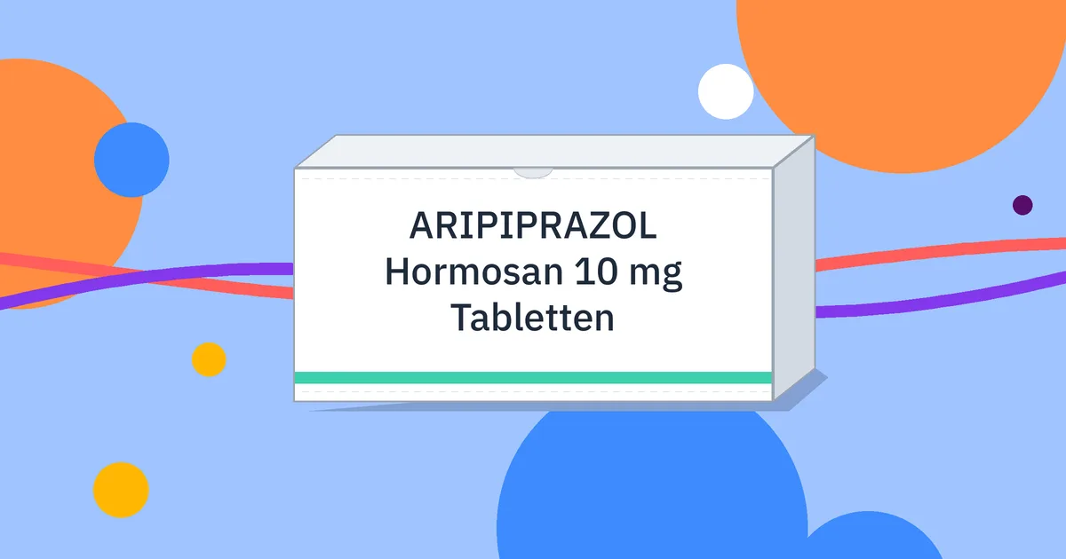 Symbolbild: Packung mit der Aufschrift ARIPIPRAZOL Hormosan 10 mg Tabletten (PZN 10754326) – Verfügbarkeit und Bezug in Apotheken in Frankfurt am Main